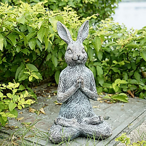 OWADAR Antique Praying Rabbit Bunny Statue Figurine 13" Yoga Bunny Rabbit Sculpture Indoor Outdoor Home Garden Patio Yard Lawn Decoration
