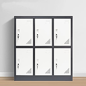 MAYROY Metal Locker Office Storage Locker Home Steel Locker School Storage Organizer, Storage Cabinet for Kids Students Employee (Gray, W6D)