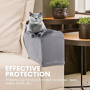 BESPORTBLE 2pcs Chair Arm Protectors Stretch Fabric Armrest Sofa Armrest Cover Armchair Slipcover Protector Elastic Home Office Recliner Couch Loveseat Protective Cloth Grey
