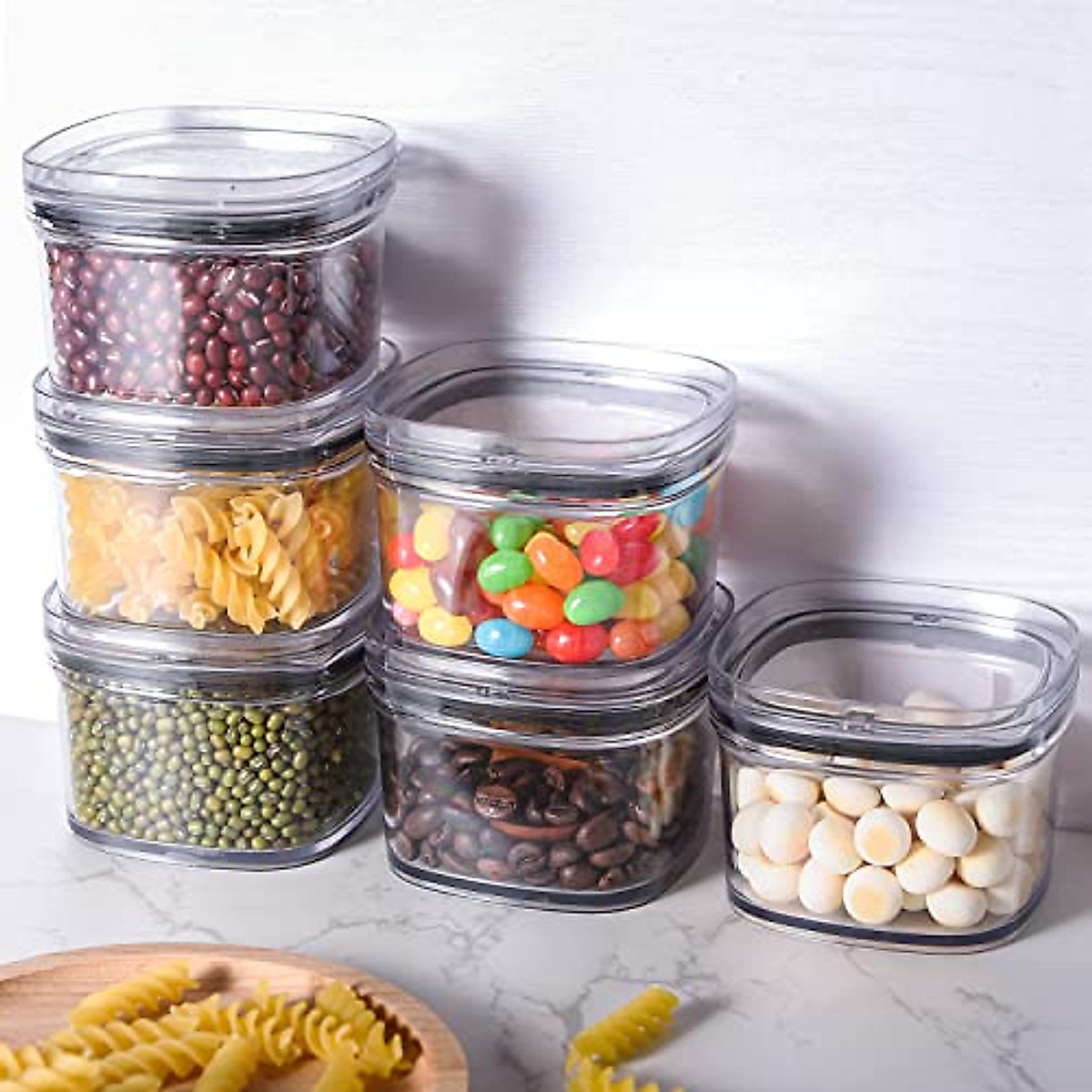 zeeooil Salad Dressing Container Set 6 Pcs Airtight Reusable Plastic Condiment Containers with Lids Small Containers for Lunch Box Picnic Travel, Deli Containers for Sauce, Spices & Sugar