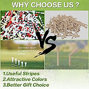 FINGER TEN Golf Tees Wood 3 1/4 Inch 120 Count, Durable Biodegradable Wooden Bamboo Tee 83mm (Wood&Black, 3 1/4 Inch(120 Pack))