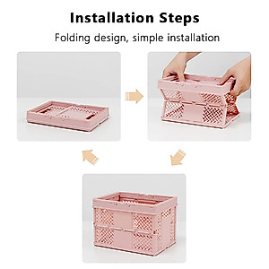 Xhwykzz Plastic Basket with Handle, Folding Pastel Crates for storage, Storage Basket for kitchen living-room Desktop Shelf Organing (Orange) 9.2""L x 6.8""W x 6.1""