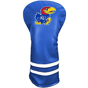 Team Golf NCAA Kansas Vintage Driver Headcover - Printed Team Golf NCAA Vintage Driver Golf Club Headcover, Form Fitting Design, Retro Design with Fleece Lining for Extra Club Protection
