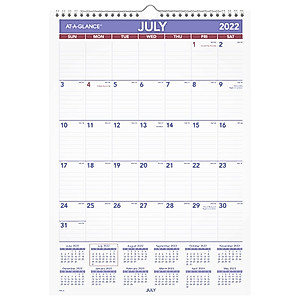 AT-A-GLANCE 2022-2023 Wall Calendar, Monthly Academic, 12" x 17", Medium, Wirebound (PMA228)