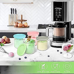 EVANEM 2/4/6PCS Creami Pint Containers, for Ninja Creami Pint,16 OZ Ice Cream Containers Pint Bpa-Free,Dishwasher Safe Compatible with NC299AMZ,NC300s Series Ice Cream Makers,Pink-2PCS