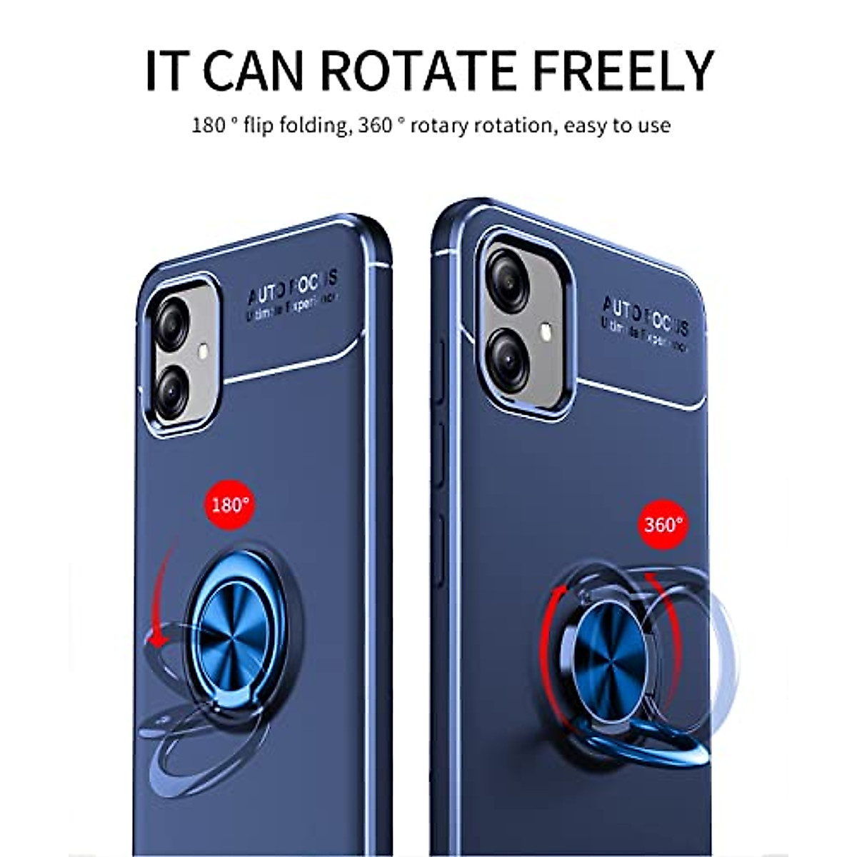 Asuwish Phone Case for Samsung Galaxy A04 with Tempered Glass Screen Protector Cover and Cell Accessories Kickstand Stand Magnetic Ring Holder Protective Soft TPU Silicone Ao4 A 04 4G Women Men Blue