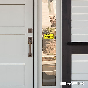 iSYFIX Smile You're on Camera Stickers for Business – 6 Pack 4x2 Inch – Self-Adhesive Vinyl Decal, Laminated for Ultimate UV Protection, Fade Resistance, Security Camera Sign for Home, Business, CCTV