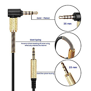 QC35 Cable Coiled Aux Cord Replacement for Bose QC25 / QC35 II / 700 / OE2 Gaming Headphones on PS4 Xbox - Inline Mic Volume Control 4ft to 6ft Audio Wire Accessory