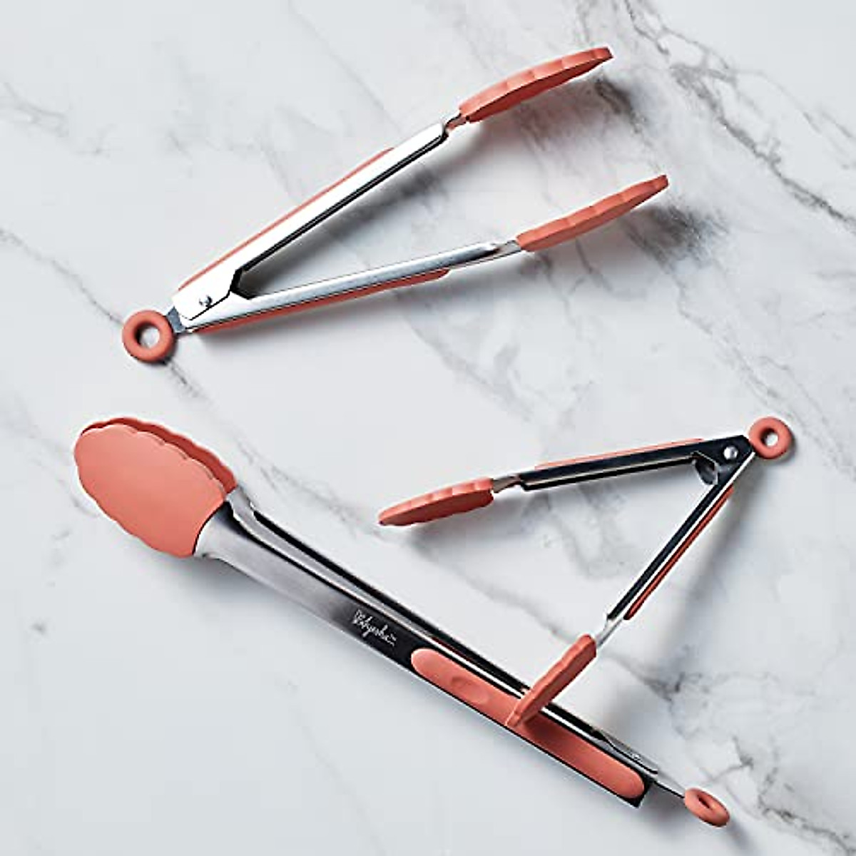 Ayesha Curry Kitchenware Tools and Gadgets Locking Tongs Kitchen Utensil Set, 3 Piece, Redwood Red