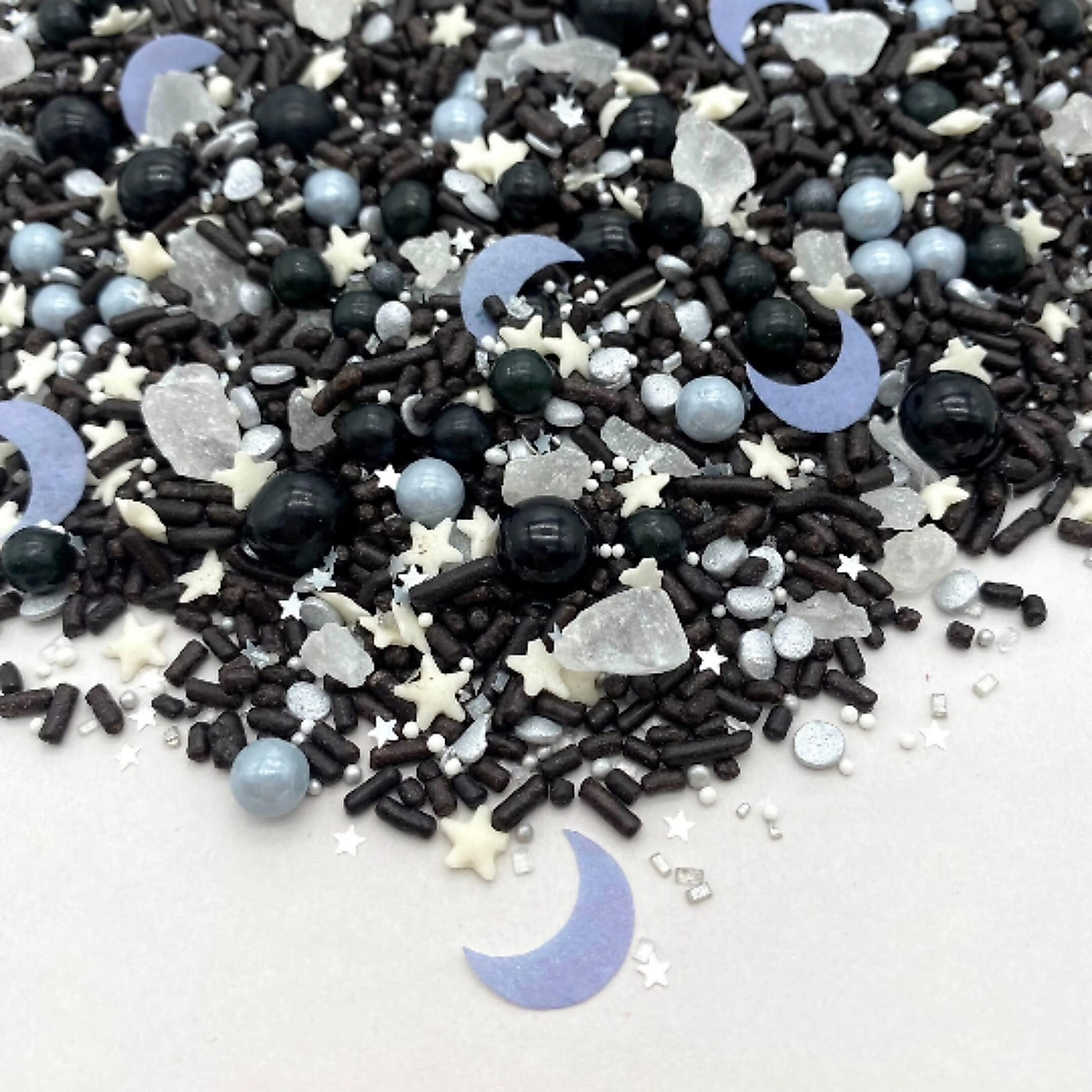 Moon Child Sprinkle Mix by Simply Sucré | Gothic Sprinkles Sprinkles | Star Sprinkles | Edible Sprinkles | 4 oz. 8oz. 16 oz. | Bulk Sprinkles | Galaxy Sprinkles (8 oz jar)