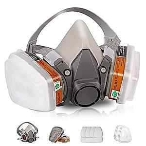 Reusable Face Cover Set for Painting Against Dust/Organic Vapors/Smells/Fumes/Sawdust/Asbestos Suitable for Painting,Staining,Car Spraying,Sanding and Cutting,Large