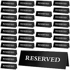 TAICHEUT 30 PCS Reserved Table Signs, Acrylic Reserved Seat Signs Double Sided Black Reserved Table Sign Reservation Table Tent Sign for Restaurants, Wedding, Meeting