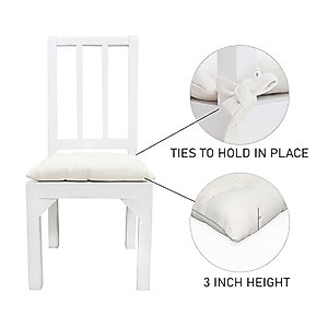 COTTON CRAFT Chair Cushion Pads - Set of 4 - Ellora Natural - Dining Kitchen Office Chair Seat Cushion with Ties - Durable Cotton Fabric - Thick Comfy Poly Fill - Indoor Use - 17x17 in – Natural Ivory