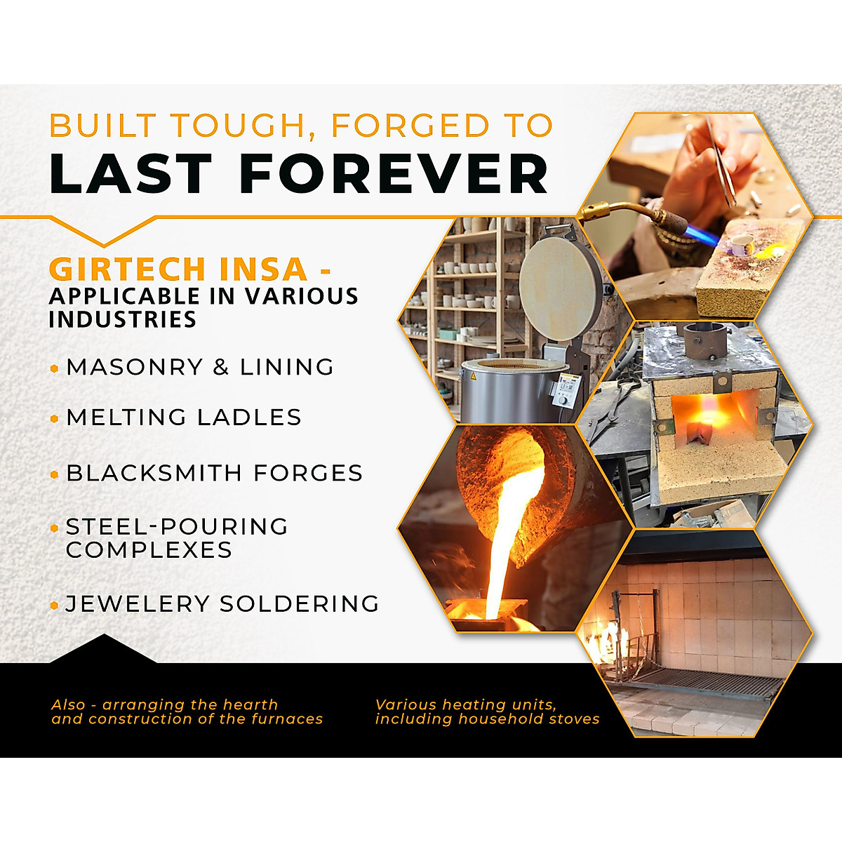 GIRtech Fire Bricks FireBrick High Temperature Insulated Firebricks - 2500F Pack of 2 - Size 9" x 4.5" x 2.5" - Fireclay, Chamotte Firebricks for Ovens, Forges, Kilns, Fireplaces, Wood Stoves