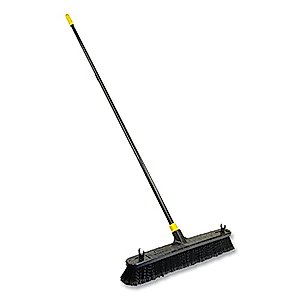 Quickie Bulldozer Smooth Surface Push Broom 24 inch, Black, Sweep and Clean Tile/Sealed Concrete/Other Hard Flooring, Indoor/Outdoor Use, Heavy Duty Cleaning (533)
