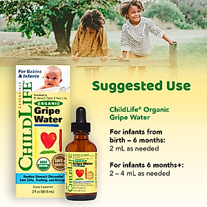 CHILDLIFE ESSENTIALS Organic Gripe Water for Babies - Gripe Water Newborn, Gas Drops for Newborns, Baby Drops for Gas & Colic Relief, Infant Gas Relief with Ginger, Fennel, Dill - 2 Fl Oz (Pack of 1)