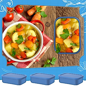 Nuogo 8 Pcs 2 Cup Silicone Freezer Trays with Lid Silicone Soup Freezer Molds Rectangle Soup Containers Reusable Food Preserving Tray Freezing Ice Trays for Soups Sauces Stews(Blue)