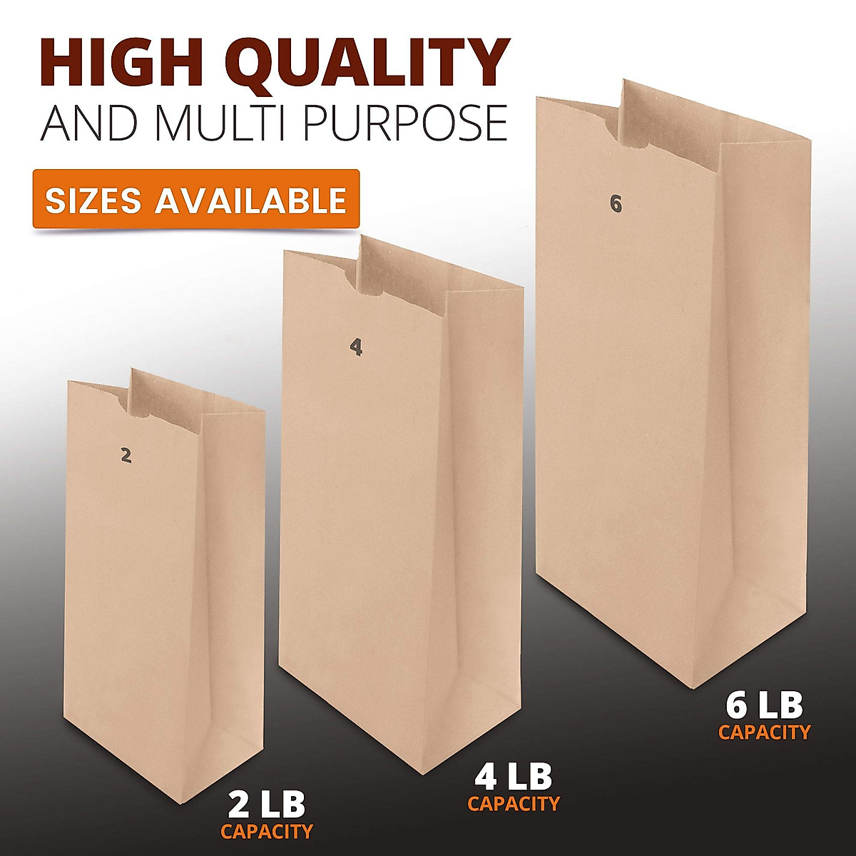 Fit Meal Prep 200 Pack 6 lb Brown Paper Lunch Bags, 11 x 6 x 3.5" Premium Kraft Paper Bags Bulk for Small Business, Recyclable Paper Snack Sacks, Durable Paper Grocery Bag for Food Storage, Packing