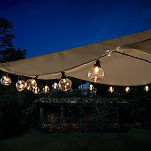 ZHONGXIN Solar String Lights Outdoor Globe, 38.6FT G40 Solar Patio String Lights Waterproof with 50 Warm White LED Plastic Bulbs, Great for Home Garden Backyard Gazebo Christmas Wedding Party Décor