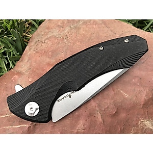 TACTICAL GEARZ Pocket Knife for EDC! G10 Handle! D2 Steel Stonewashed Blade! Includes Sheath! (Zeta)