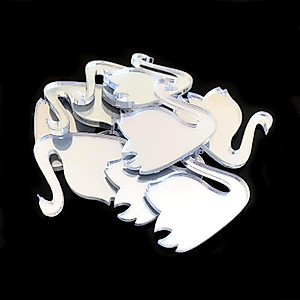 Super Cool Creations Swan Shaped Crafting Mirrors, Set of 10, Many Colours, Shatterproof Acrylic, Latte, Pack of 10 x 4cm