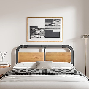 BOSRII Full Size Headboard Only, Wood Metal Headboard Only, Rustic Solid Wooden Head-Board Full Size, Adjustable Height Easy Assembly