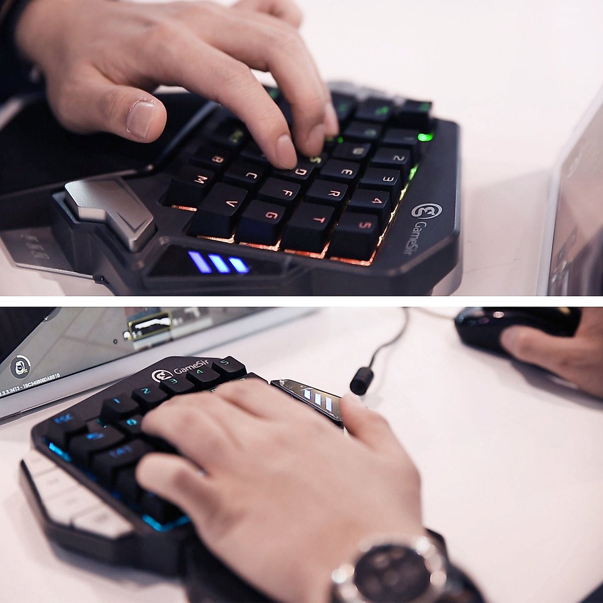 GameSir Mechanical Gaming Keyboard Z1 for PC/Mobile Phone, One-Handed Gaming Keypad with Macro Keys for FPS Game, RGB Backlighting, Anti-ghosting, Blue Key Switches, Built-in Battery(Red Switch)