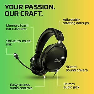 HyperX Cloud Stinger 2 Core - Gaming Headset for Playstation, Lightweight Over-Ear Headset with mic, Swivel-to-Mute Function, 40mm Drivers - Black