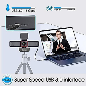 Angetube 4K Webcam with AI Tracking,Remote Control 4K Web Camera/10X Digital Zoom 1080P 60fps Web cam with USB 3.0 HDR/Dual Noise Cancelling Microphones for Video Calls/Meetings/Streaming/Skype/Zoom