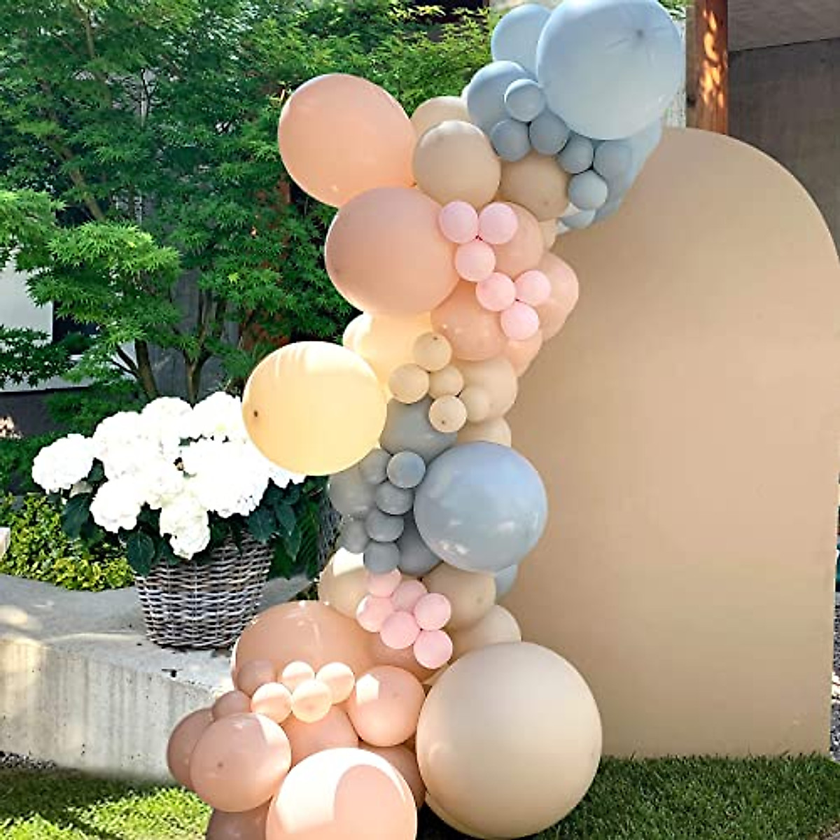 136Pcs Pastel Blue Yellow White Balloons Garland Kit Latex Balloons Arch for Baby Shower Birthday Wedding Engagement Anniversary Christmas Party Decoration…