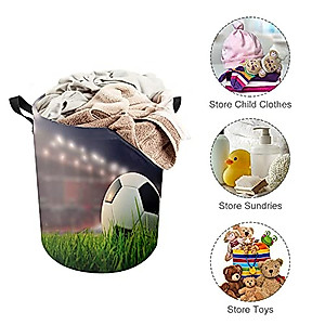 KURISOE soccer Laundry Hamper Boys Sport Theme Laundry Hamper Football Game Organizer Basket for Girl Bedroom, Bathroom, Dorm