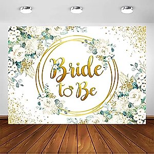 Avezano Bridal Shower Backdrop for Batcholette Party Bride to Be Green and Gold Eucalyptus Leave White Rose Flower Engagement Party Decorations Background Photoshoot (7x5ft)