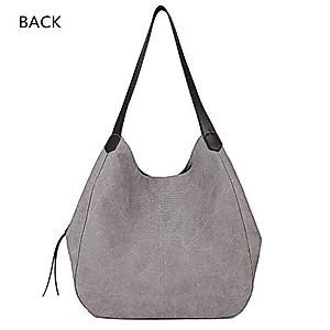 ArcEnCiel Women's Canvas Handbag Shoulder Bags Totes Purses (Gray)