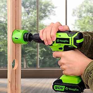 Yougfin 4 inch 102mm Hole Saw, Bi-Metal HSS Hole Cutter with Hex Shank Drill Bit Adapter for Cornhole Boards, Metal, Drywall, Plasterboard, Wood and Plywood