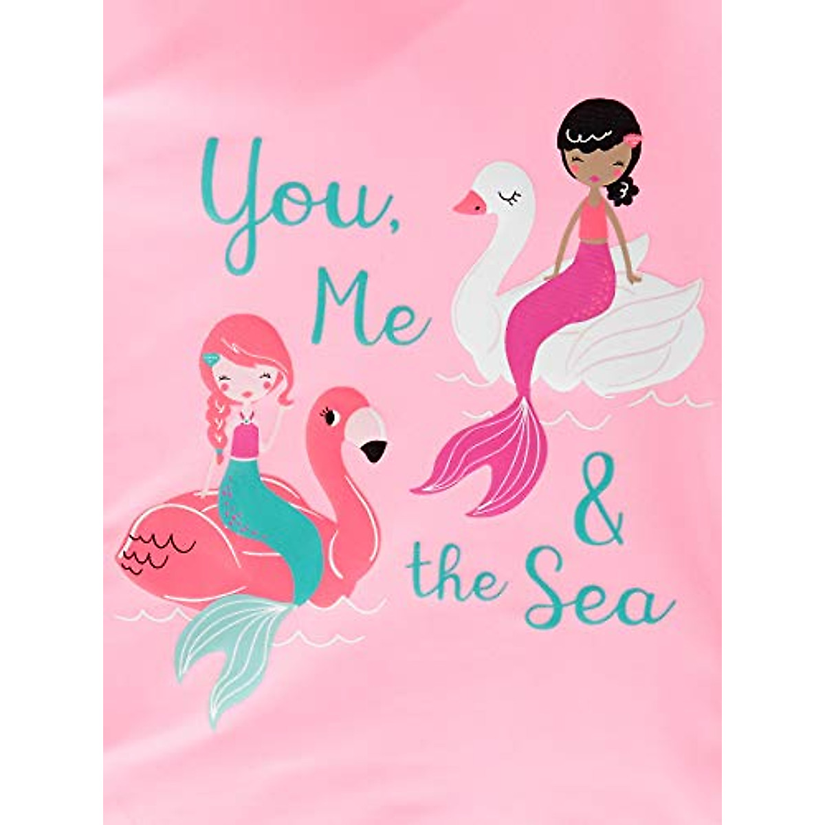 Simple Joys by Carter's Toddler Girls' 2-Piece Assorted Rashguard Sets, Green Swans/Pink Mermaid, 5T