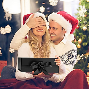 Douria Black Gift Box,9.4x7x3 inches Gift Wrapping Box with Magnetic Lid and Ribbon, for Weddings, Valentine's Day, Birthdays, Christmas, Anniversaries Gift Wrapping Box