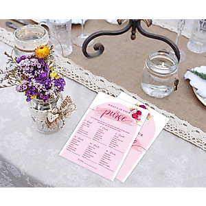 Pink Floral What's In Your Purse Game for 30 Guests with Game Cards, Hot Pink Floral Bridal Shower Game, Modern Bridal Shower Decorations, Wedding Shower or Bachelorette Party Supplies - 01