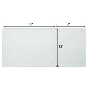 JAMBALAY Tempered Glass Cutting Board for Kitchen, Clear Cutting Board for Countertop with Rubber Feet - Set of 2 (12"x16" & 8"x12") - Scratch Resistant, Heat Resistant, Non-Slip, Shatterproof