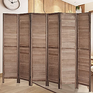 RHF 6 Panel 5.6 Ft Tall Wood Room Divider, Folding Room Divider Screens, Panel Screen Room Dividers, Folding Privacy Screens,Partition & Wall Divider,Space Seperater,Freestanding (6 Panel, Brown)