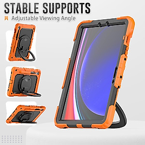 Tablet Bags Heavy Duty Shockproof TPU Case for Samsung Galaxy Tab S9 11 inch 2023 X710/X716B/X718U Kids Case,360 Degree Rotating Handle Stand Bracket W Screen Protector+Shoulder Strap Tablet Case Cove