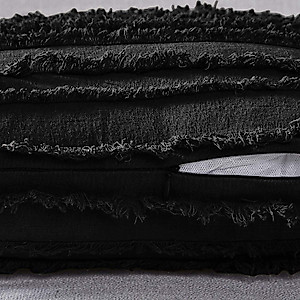 Longhui bedding Black Throw Pillow Covers for Couch Sofa Bed, Cotton Linen Decorative Pillows Cushion Covers, 12 x 20 inches, Set of 2