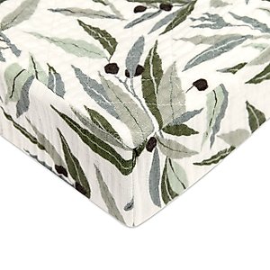 Babyletto 100% Quilted Organic Cotton Changing Pad Cover, GOTS-Certified, Fitted 360°, Ultra-Soft and Breathable Muslin - Olive Branches