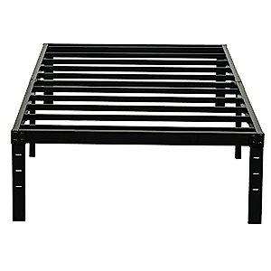 Wulanos Twin Size Bed Frame, 3500lbs Heavy Duty Metal Platform with Steel Slats Support, No Box Spring Needed, 14 inches high Bedframe with Ample Storage, Sturdy and Noise-Free, Black