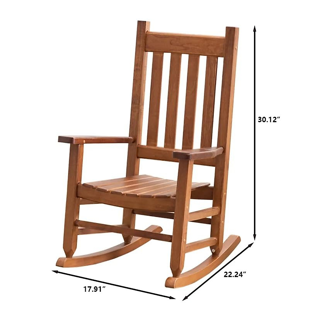 BplusZ Child's Porch Rocking Chair - Perfect for Indoor or Outdoor Patio Use, Small Wooden Rocker for Kids Ages 6-10, Brown