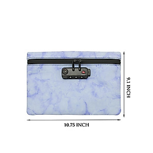 GEEDUD Money Bag with Lock, 9.7x6.8" Durable Money Pouch Smell Proof Bag for Cash, Bank Deposits, Passports, Notary Supplies, Medicine, and Valuables Storage Bag (Marble Purple)