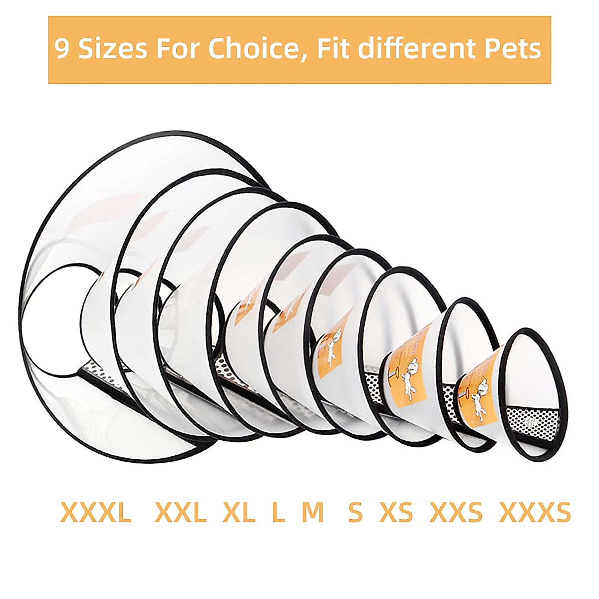 QIYADIN Plastic Pet Recovery Collars & Cones for Dogs and Cats After Surgery Adjustable Dog Neck Cone Surgical Elizabeth E-Collar Prevent Biting and Stop Licking Wound (S-Neck: 10.2-13.0 in)
