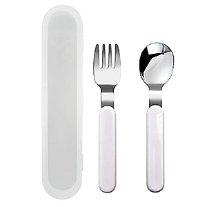 VANRA 2-Piece Children Fork And Spoon Set 18/10 Stainless Steel Child Flatware Set Kids Utensils Set with Case for Lunch Box