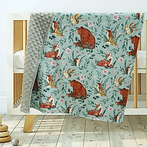 Nursing Pillow Cover & Baby Blankets, Woodland Breastfeeding Pillow Cover Boys Girls, Super Soft Throw Blanket 30 x 40 Inches