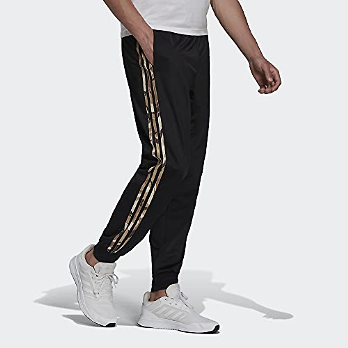 adidas Men's Warm-up Tricot Tapered Camo Track Pant, Black, Medium