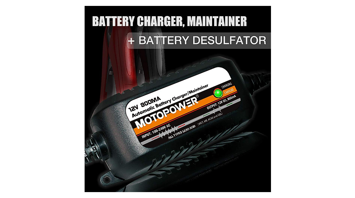 MOTOPOWER 12V 800mA Battery Charger & Maintainer